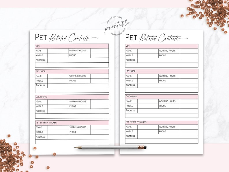 Pet Related Contacts, Vet Contacts, Pet Sitter Contacts, Pet Planner ...