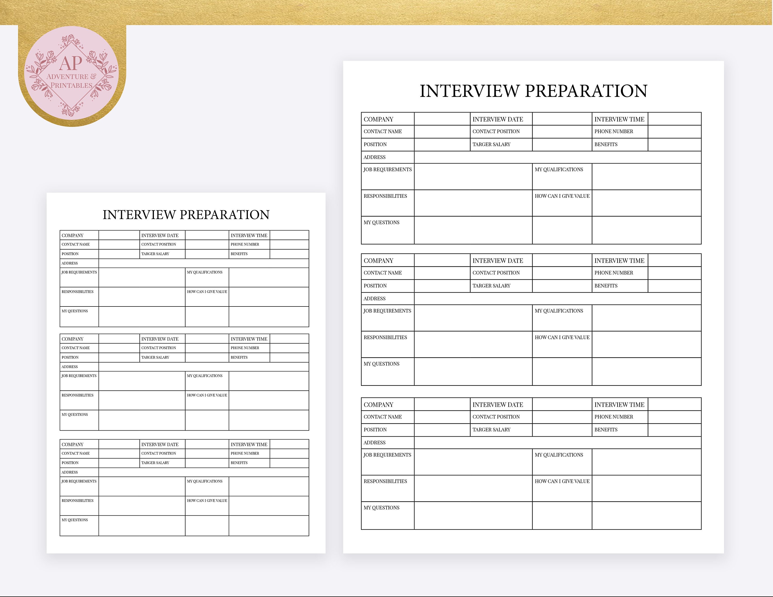 Job Interview Preparation Planner, Interview Planner, Dream Job ...