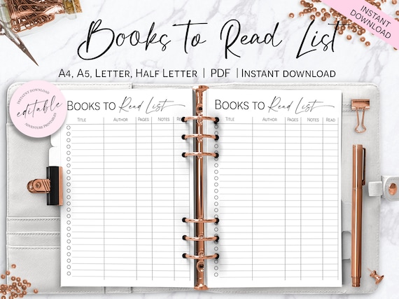 Books to Read and Reading Progress Tracker Books Tracker | Etsy