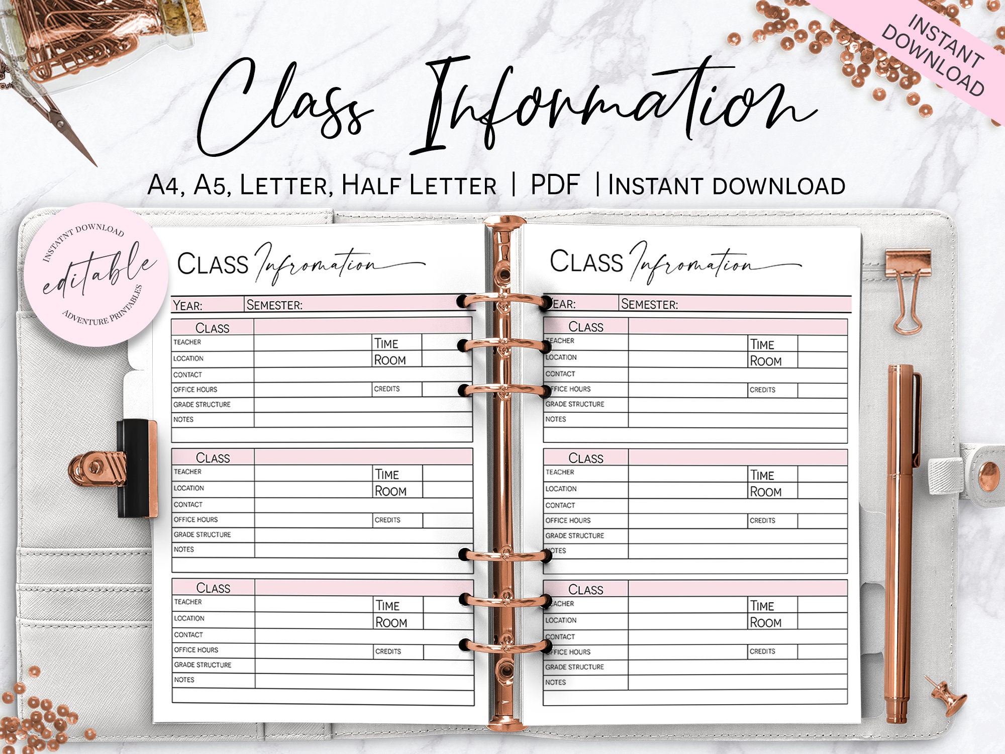Class Information Sheet, Semester Information, Collage Classes List ...