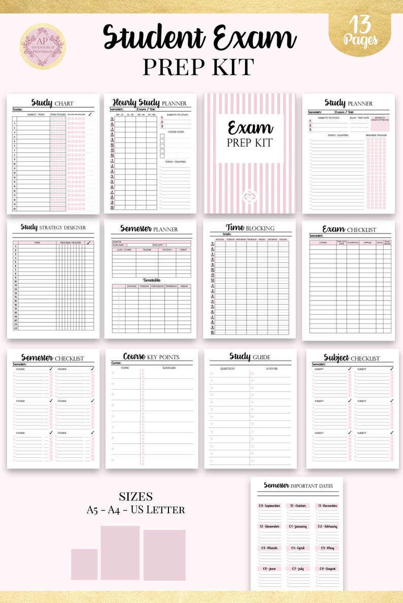 Student Exam Prep Kit Student Study Planner Learning | Etsy