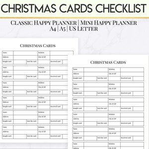 Christmas Cards Checklist, Cards to Send List, Holiday Cards List - Etsy