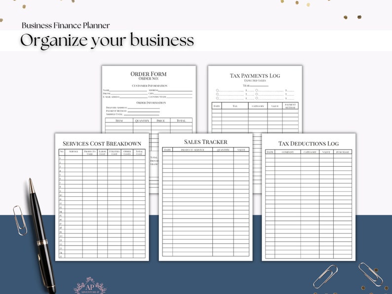 Small Business Finance Planner Printable, Small Business Finance ...