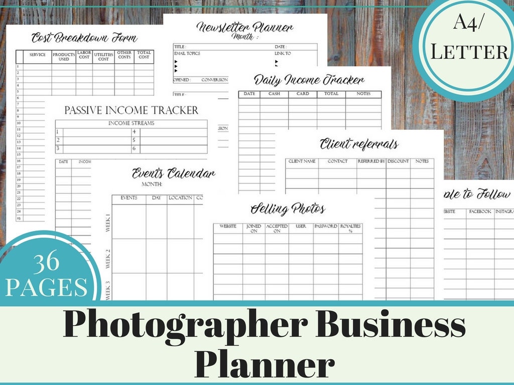 Photographer Business Planner Printable Small Business - Etsy