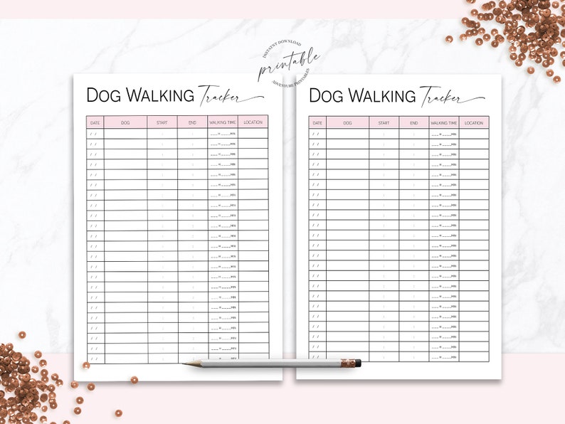 Dog Walking Tracker, Dog Walking Schedule, Pet Walking Tracker, Pet ...