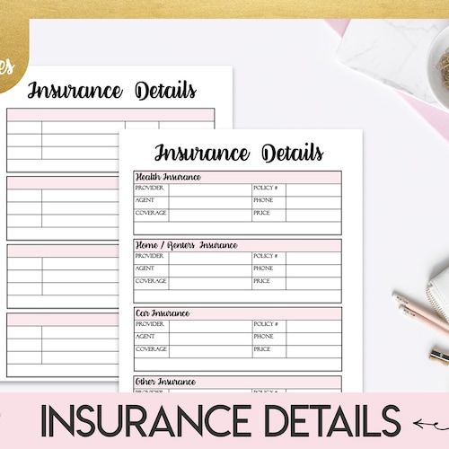 Insurance Information Tracker Household Insurance Details - Etsy
