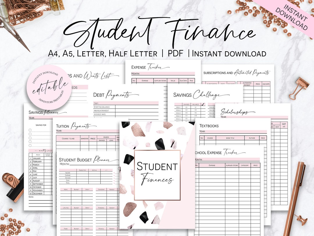 Student Finance Planner, Student Planner, Student Money Management - Etsy