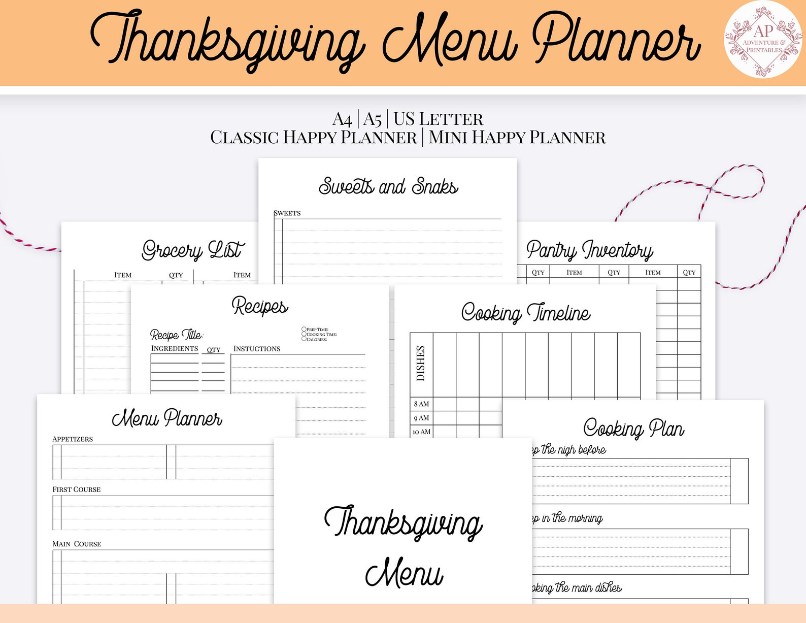 Thanksgiving Menu Planner, Detailed Thanksgiving Meal Planner ...