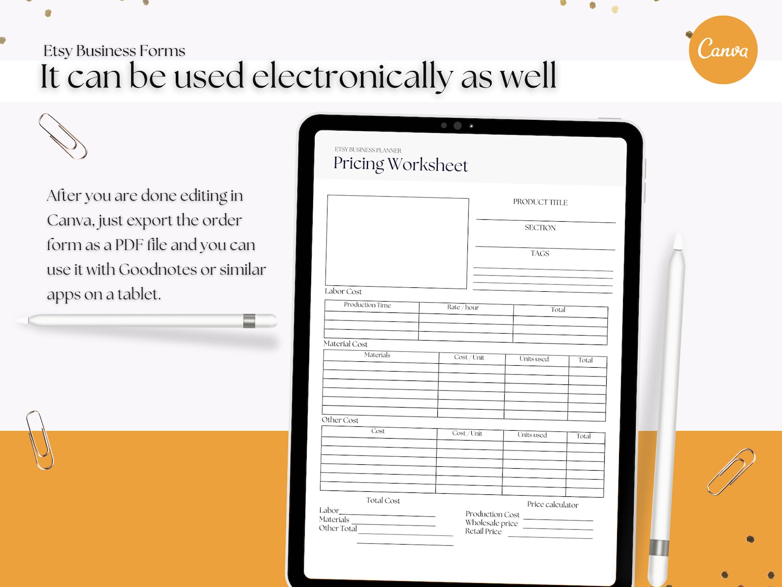 Etsy Product Pricing Worksheet, Etsy Business Planner Printable, Etsy ...