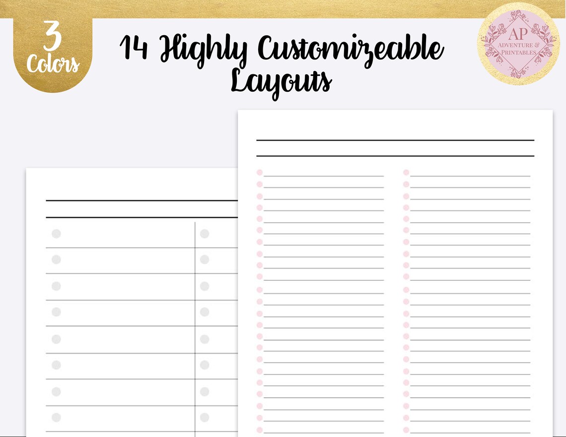 Essential Lists Printable Planner Pages Blank Lists Planner | Etsy