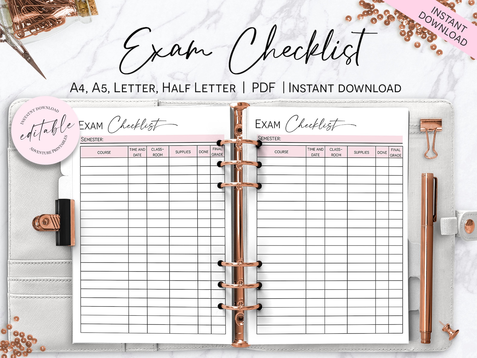 Exam Check List, Student Exam Preparation List, Semester Exams List ...