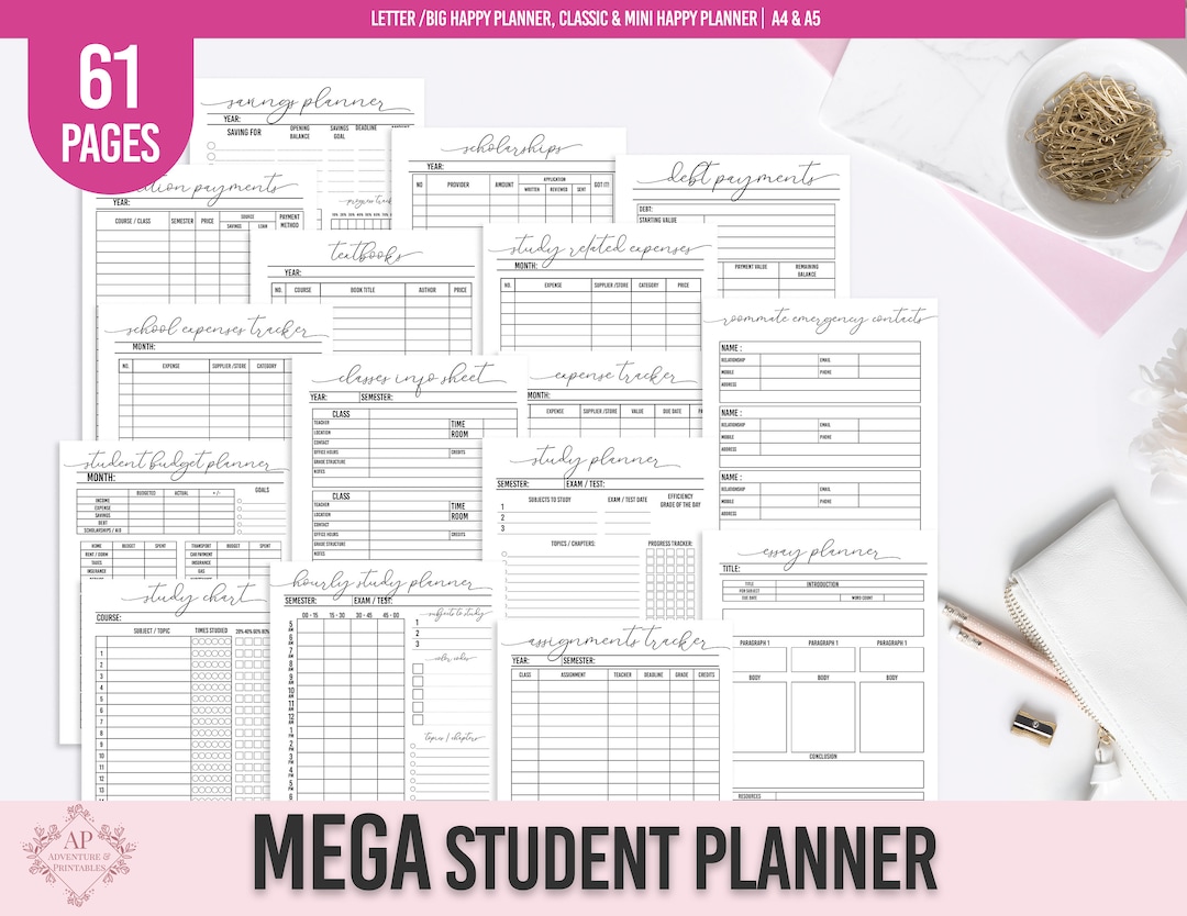 College Student Printable Planner, Back to School Planner, College ...