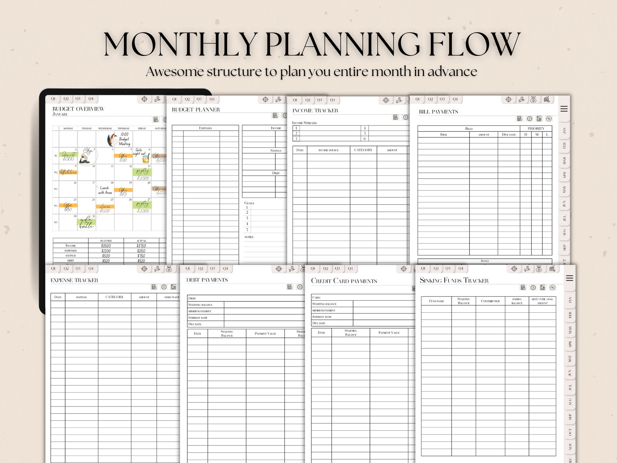 Minimal Budget Digital Planner for Goodnotes and Notability, Personal ...