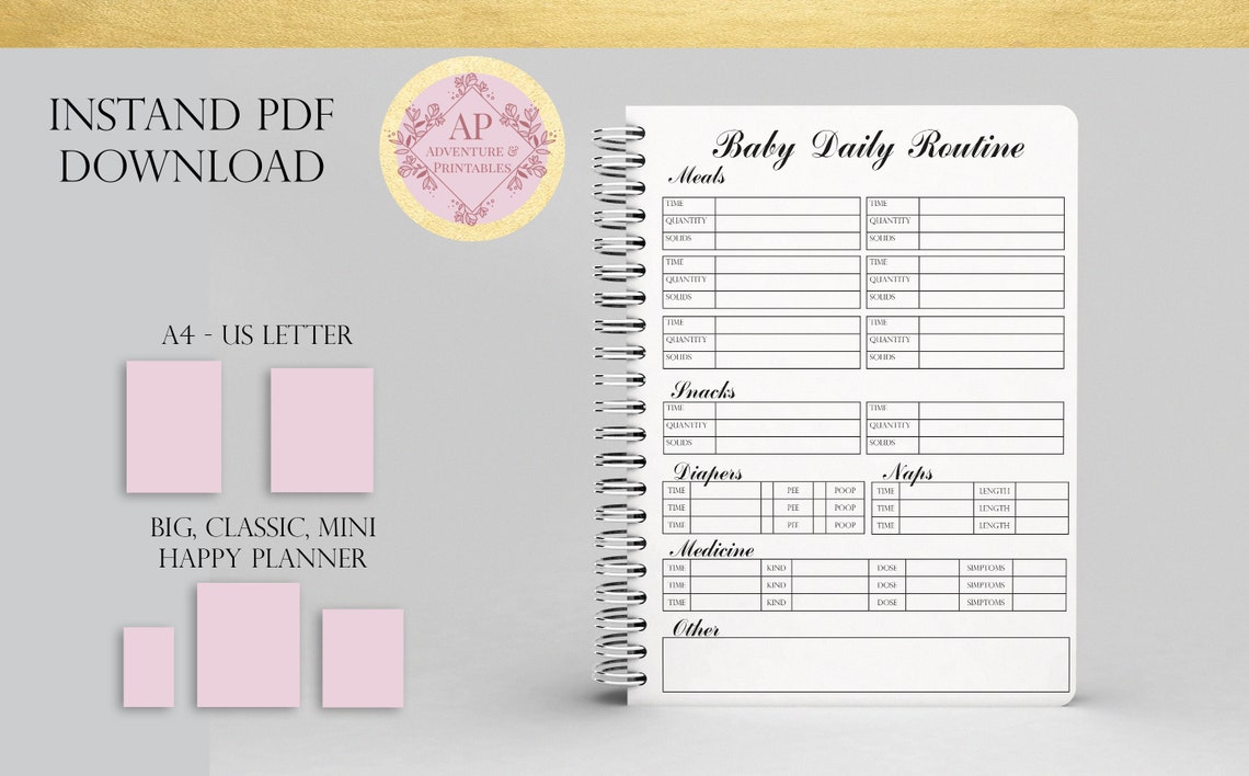 Baby Daily Routine Planner, Baby Eating Schedule, Baby Sleeping ...