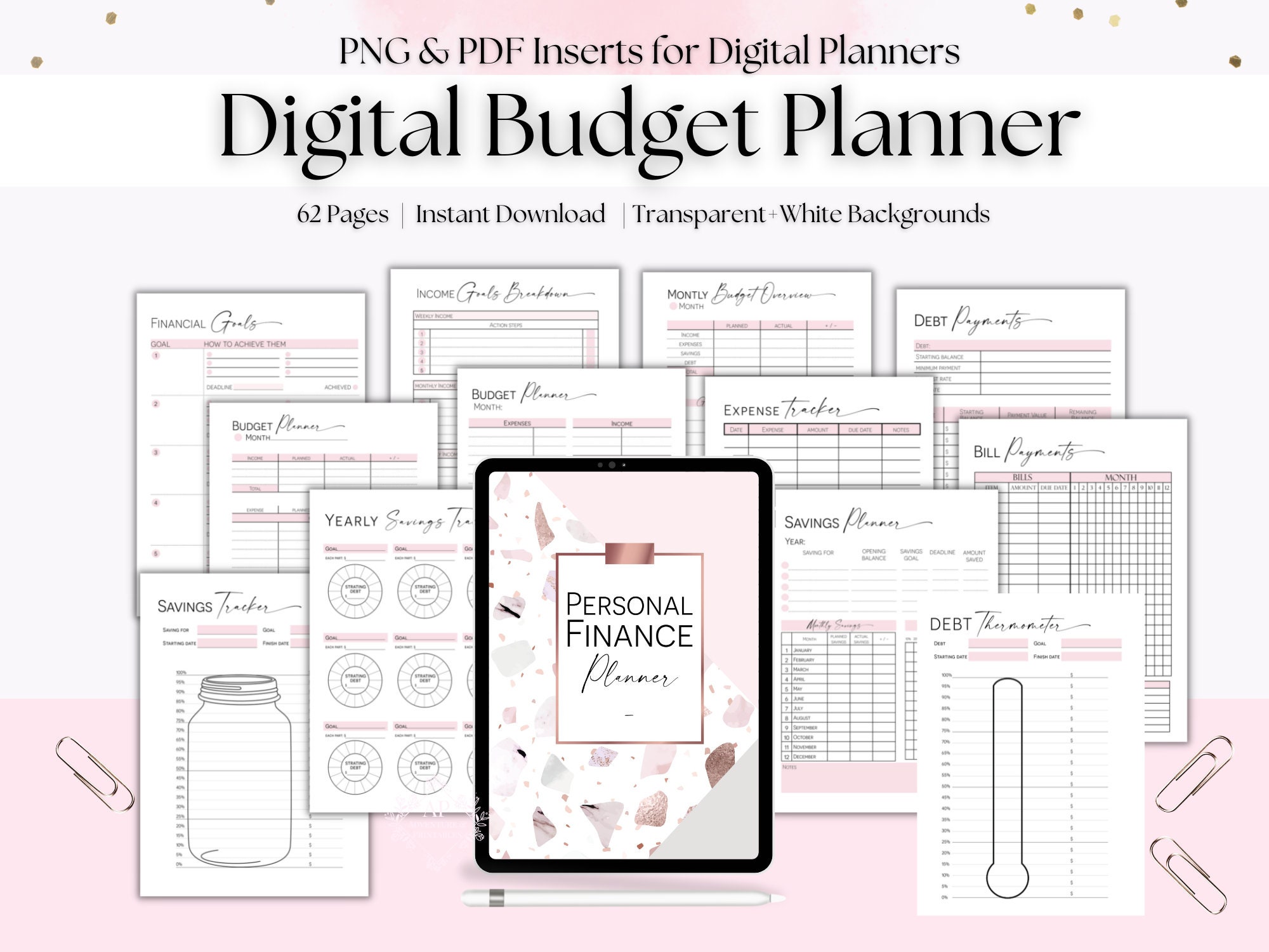 Budget Digital Planner Template, Finance Digital Planner Template ...