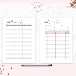 Tax Deductions Log, Tax Deductions Tracker, Tax Time Deductions ...
