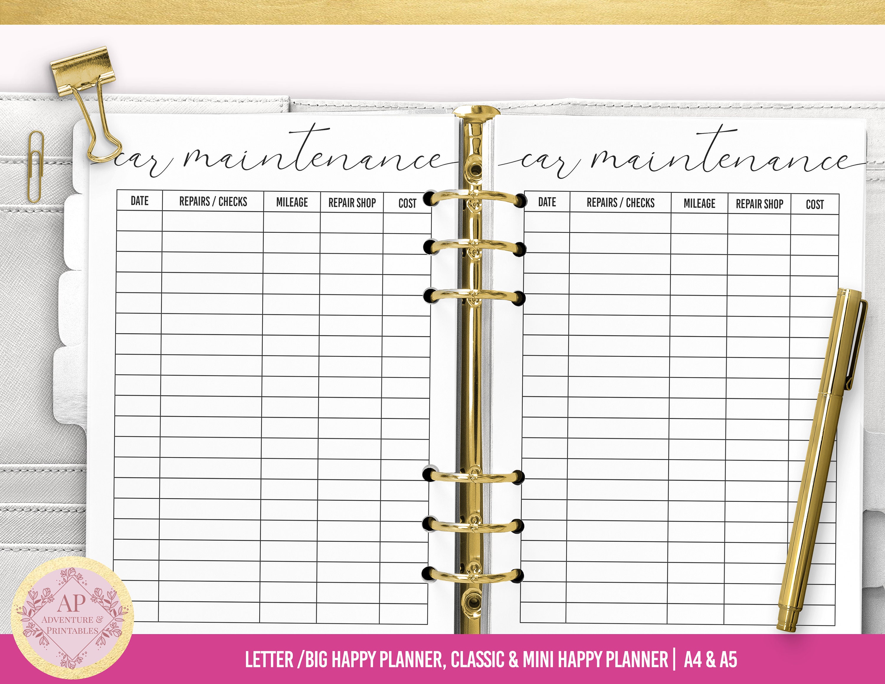 Car Maintenance Log, Vehicle Maintenance Tracker, Car Repairs Tracker ...