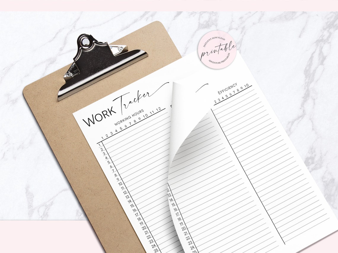 Work Tracker Planner Insert, Printable Working Hours Tracker, Work ...
