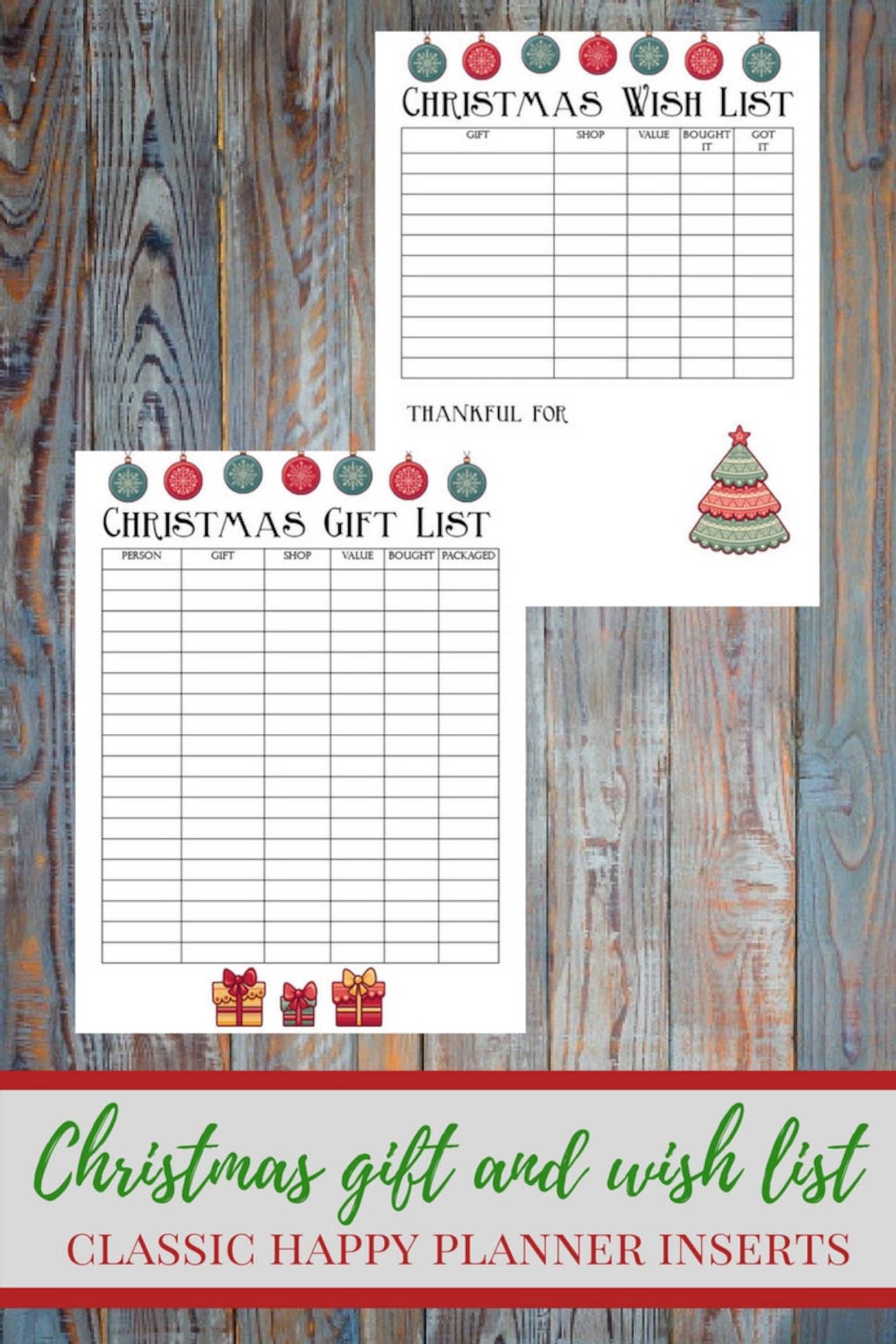 Christmas Gift List and Christmas Wish List for the Classic | Etsy