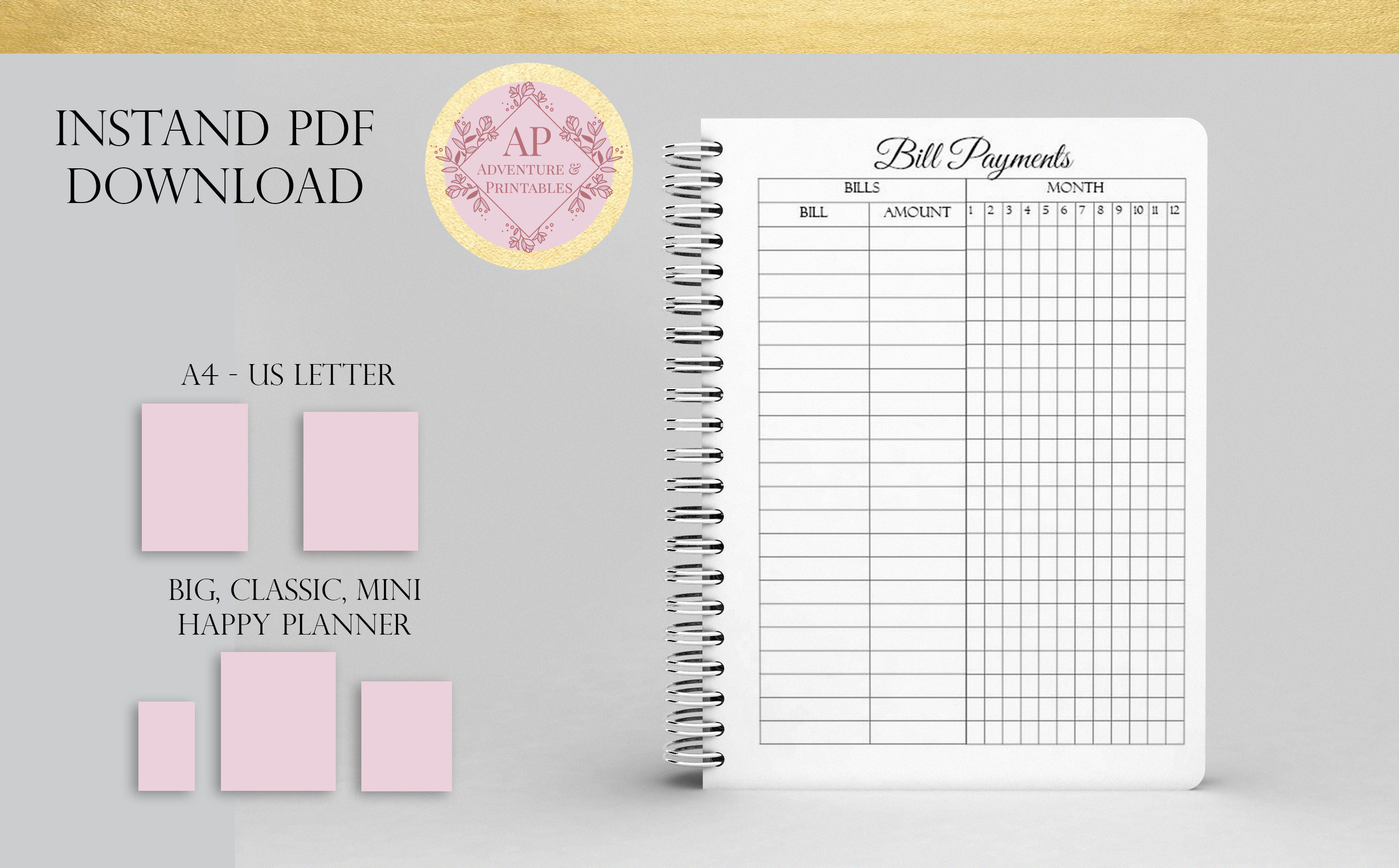 Bill Payments Tracker, Expense Tracker, Bills Tracker Planner Insert ...