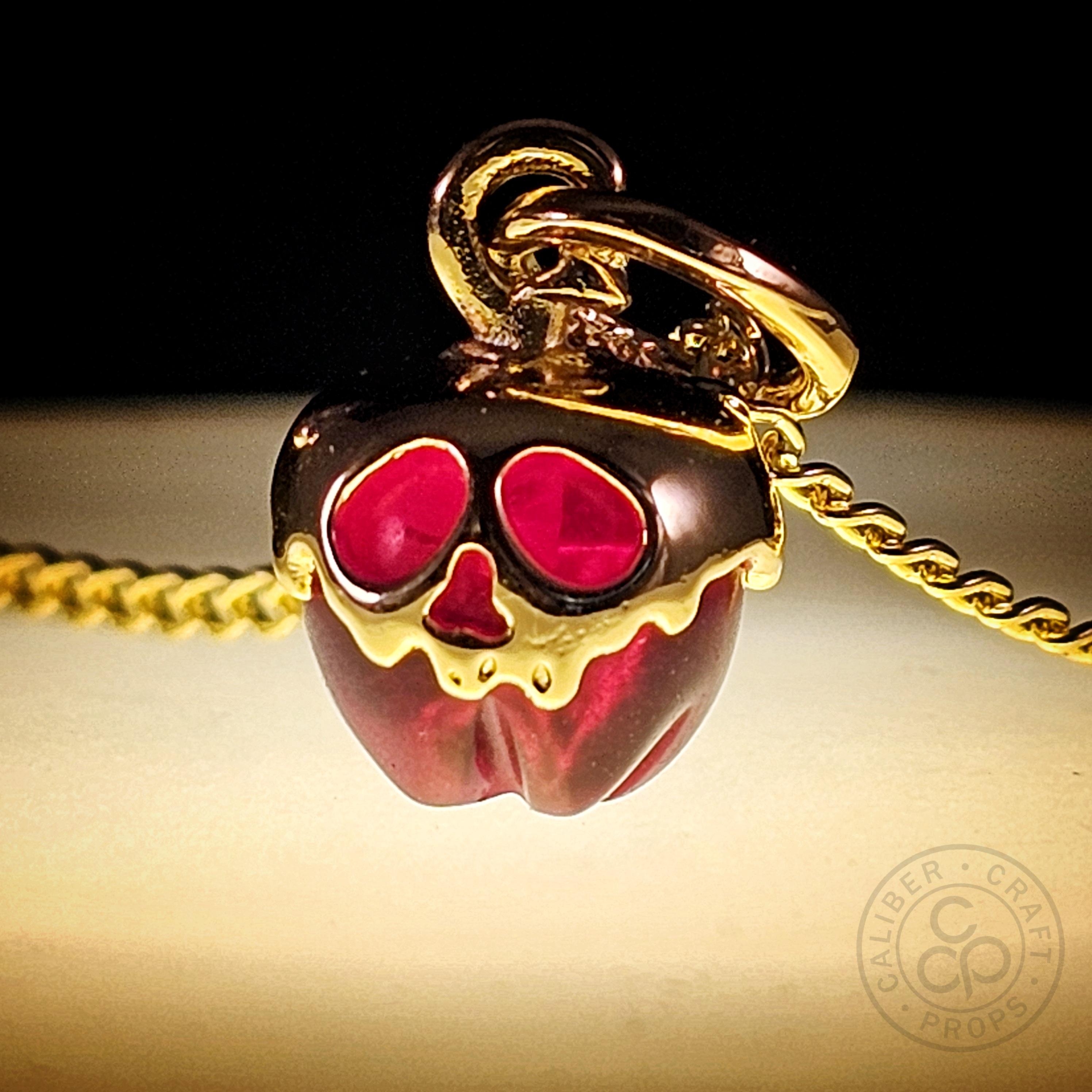 Snow White Poison Apple Pendant Necklace - 24" Gold Chain - Disney ...