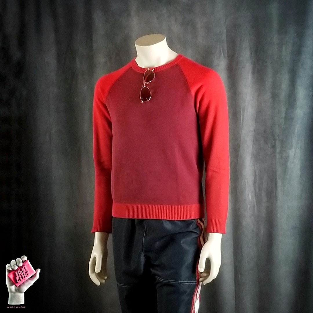 Tyler Durden Brad Pitt Fight Club Rare Red Color Block Raglan Sweater ...