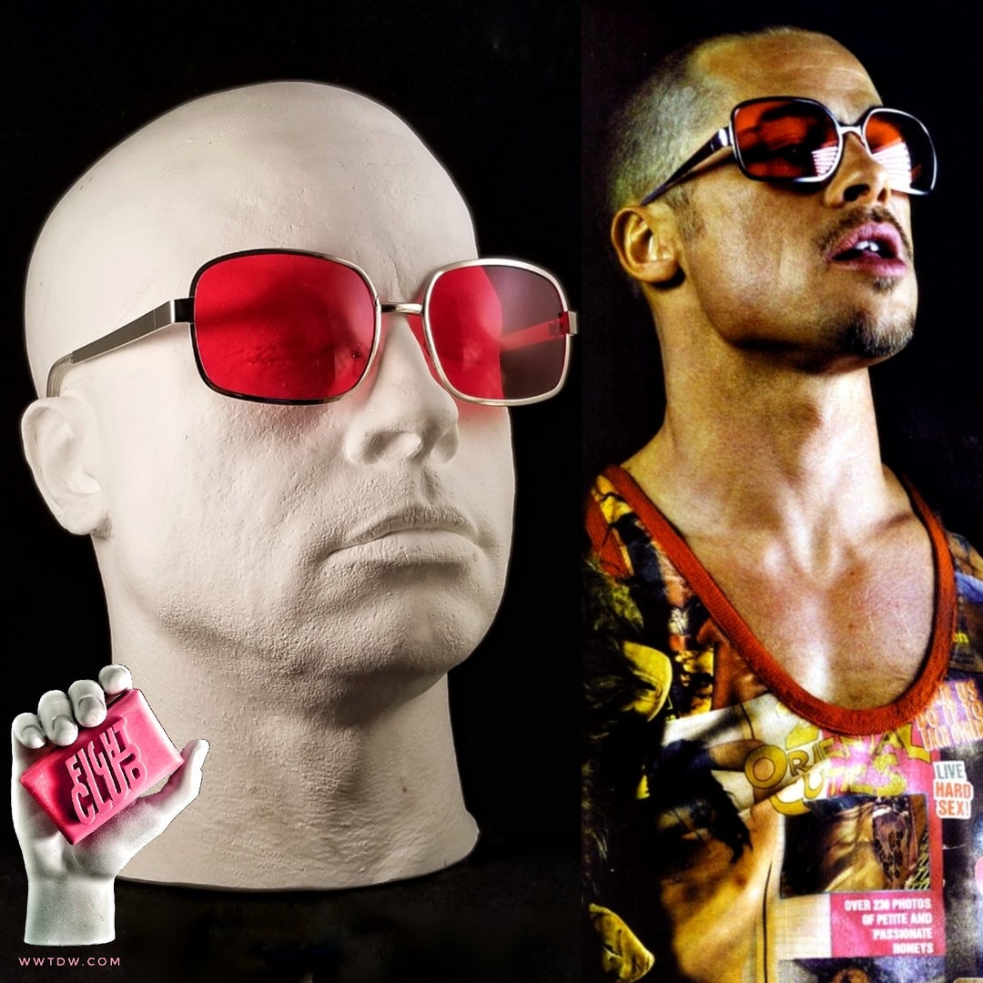 Fight Club Sunglasses Tyler Durden Red Lens Shades 1999 Brad Pitt ...