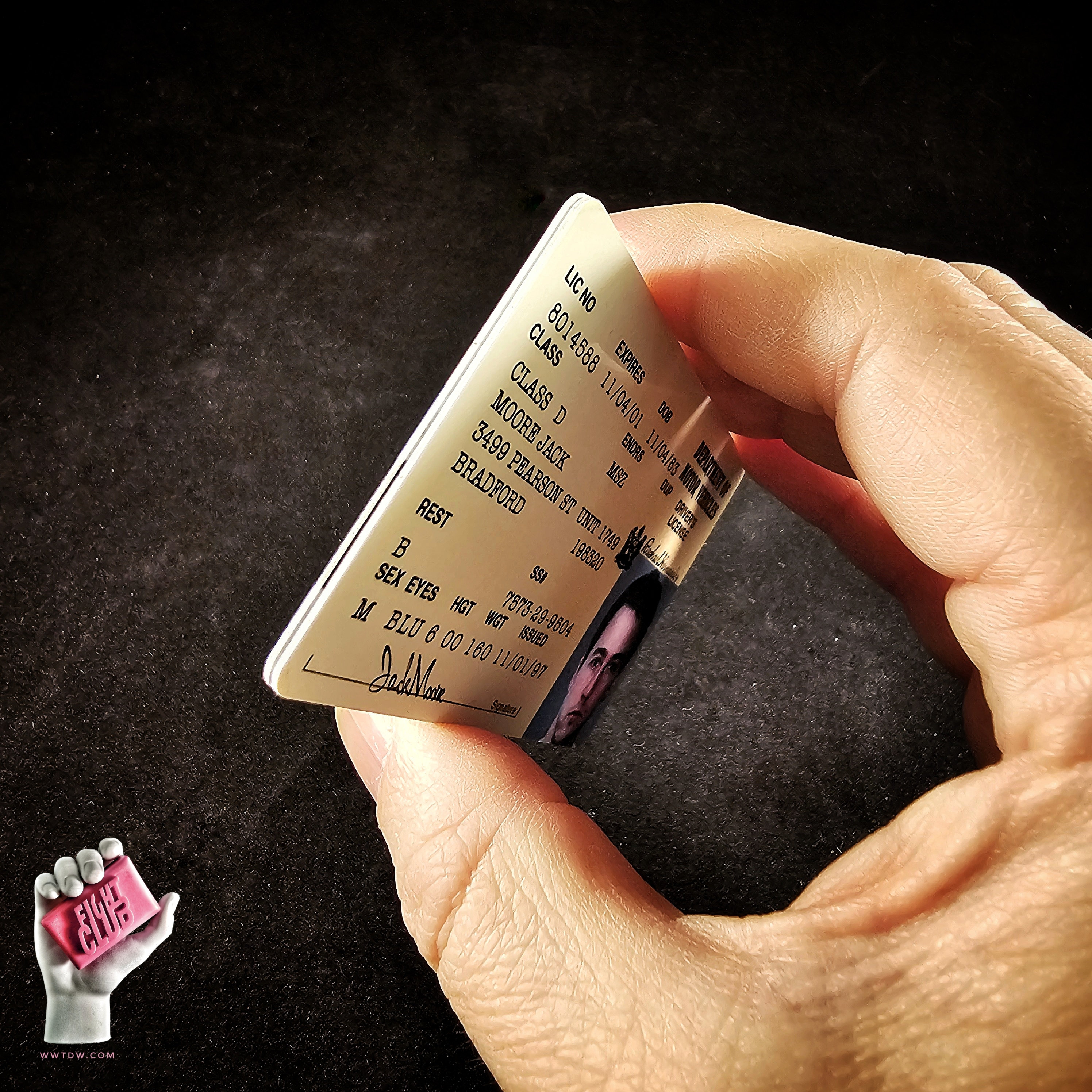 Tyler Durden and Narrator Drivers License Prop Replicas From Fight Club ...