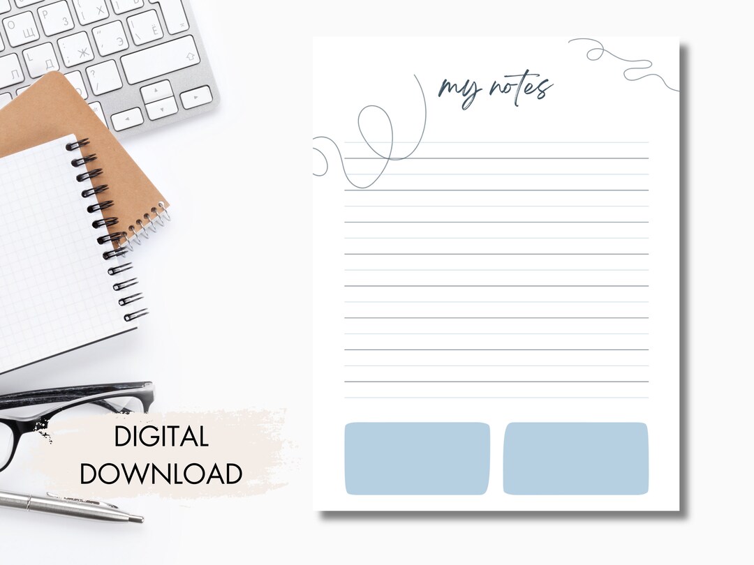 Printable Notes Page - Digital Design - File Download PDF, PNG, JPG ...