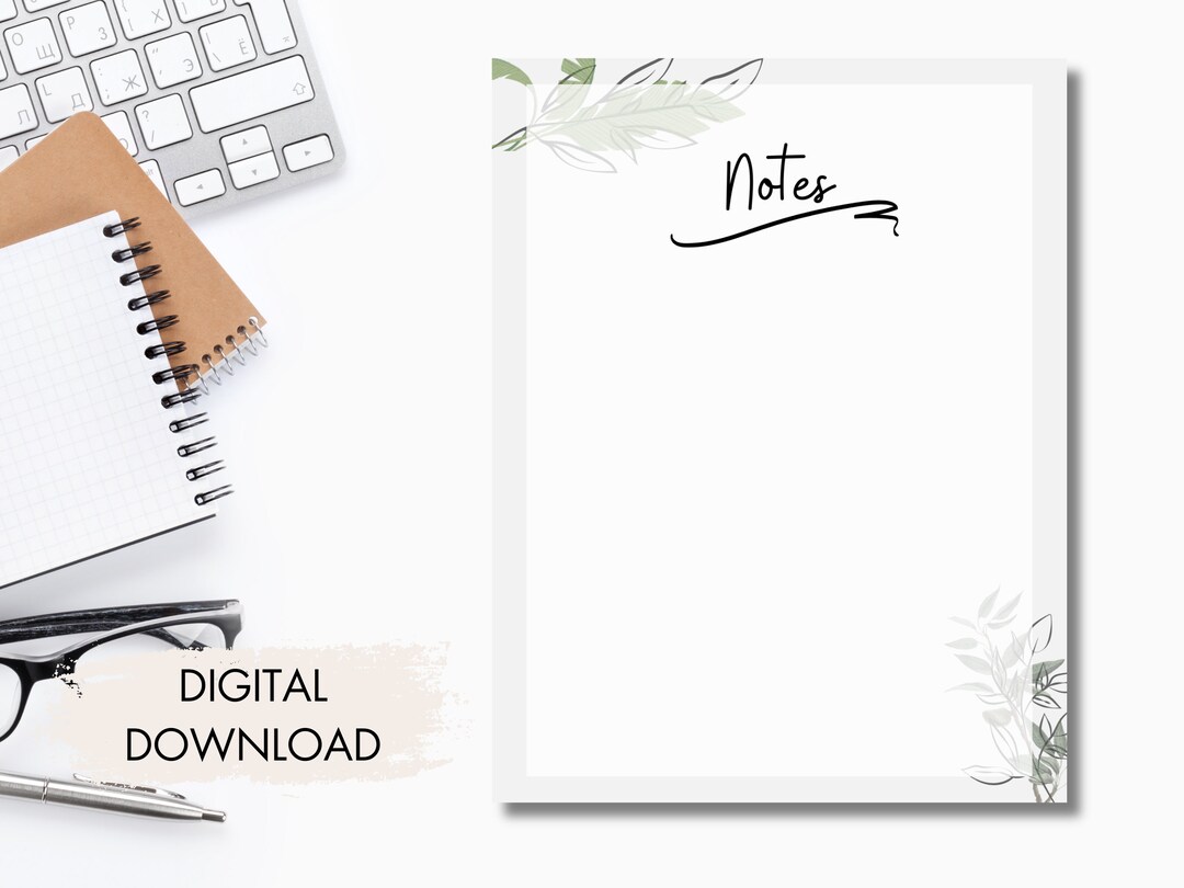 Printable Notes Page - Digital Design - File Download PDF, PNG, JPG ...