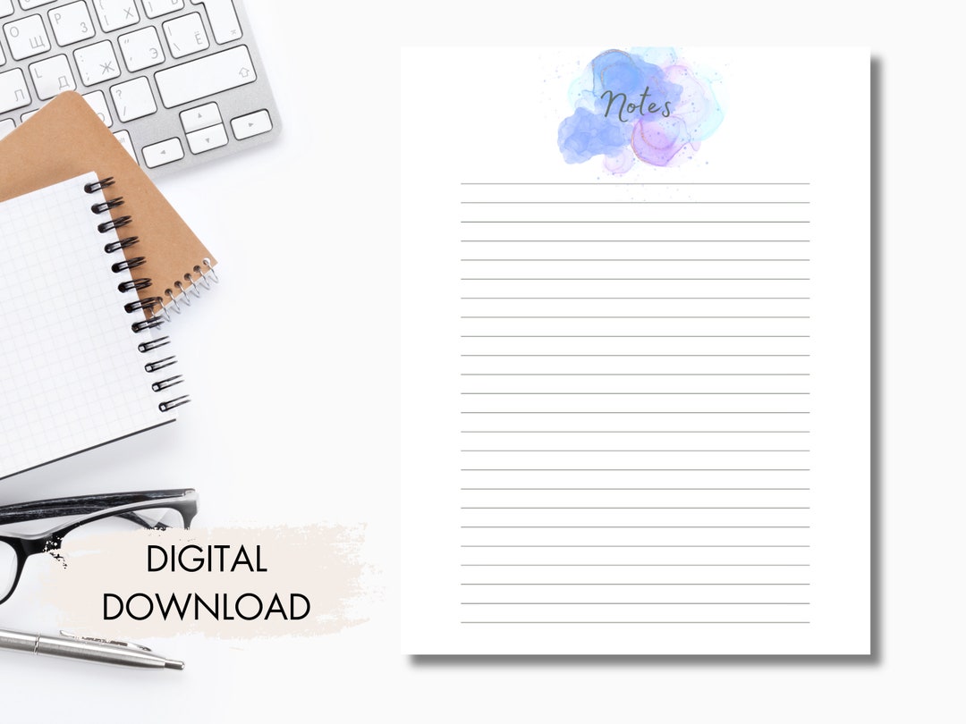 Printable Notes Page Digital Design File Download PDF, PNG, JPG ...