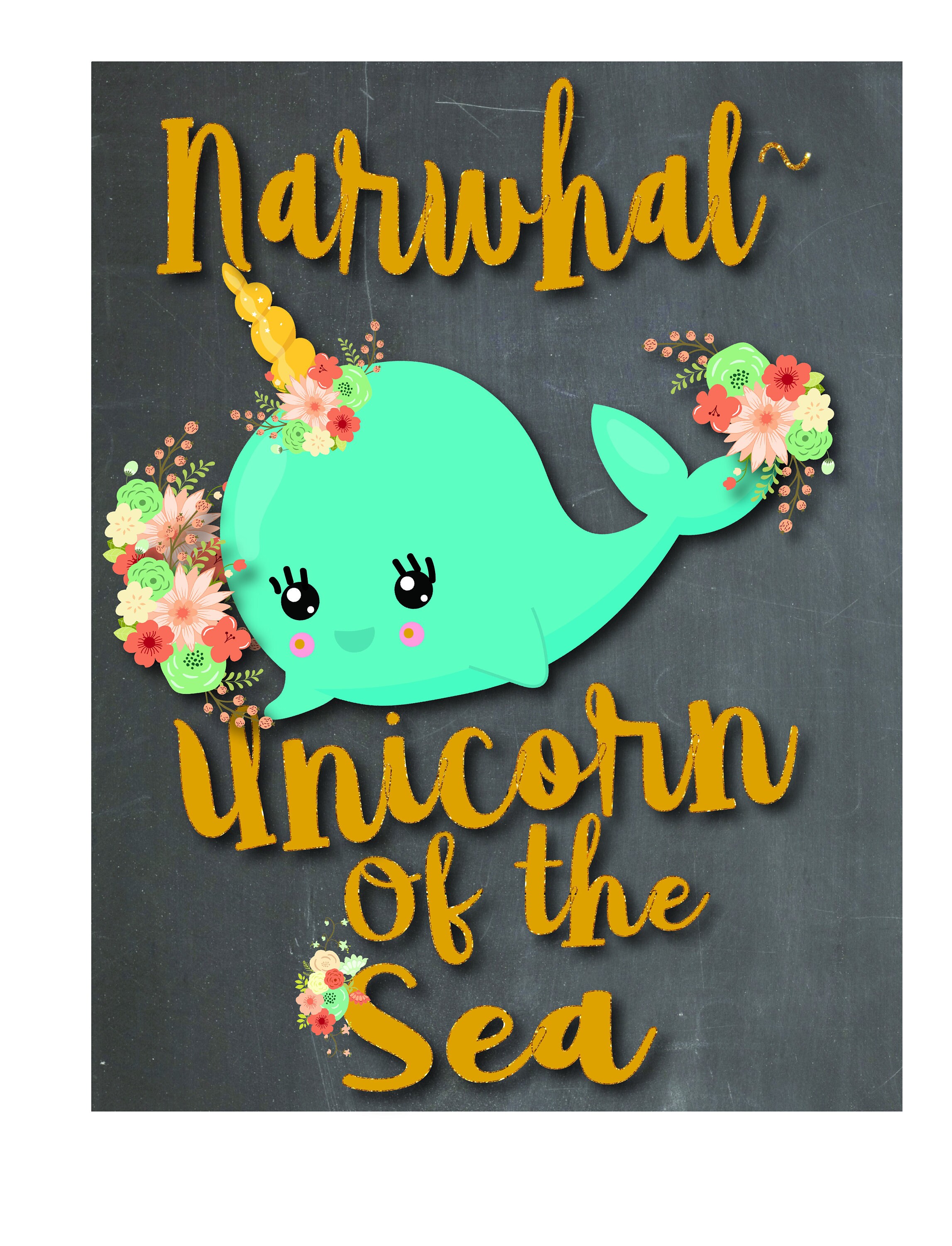 Narwhal Birthday Party Sign Narwhal Birthday Party Favors INSTANT ...