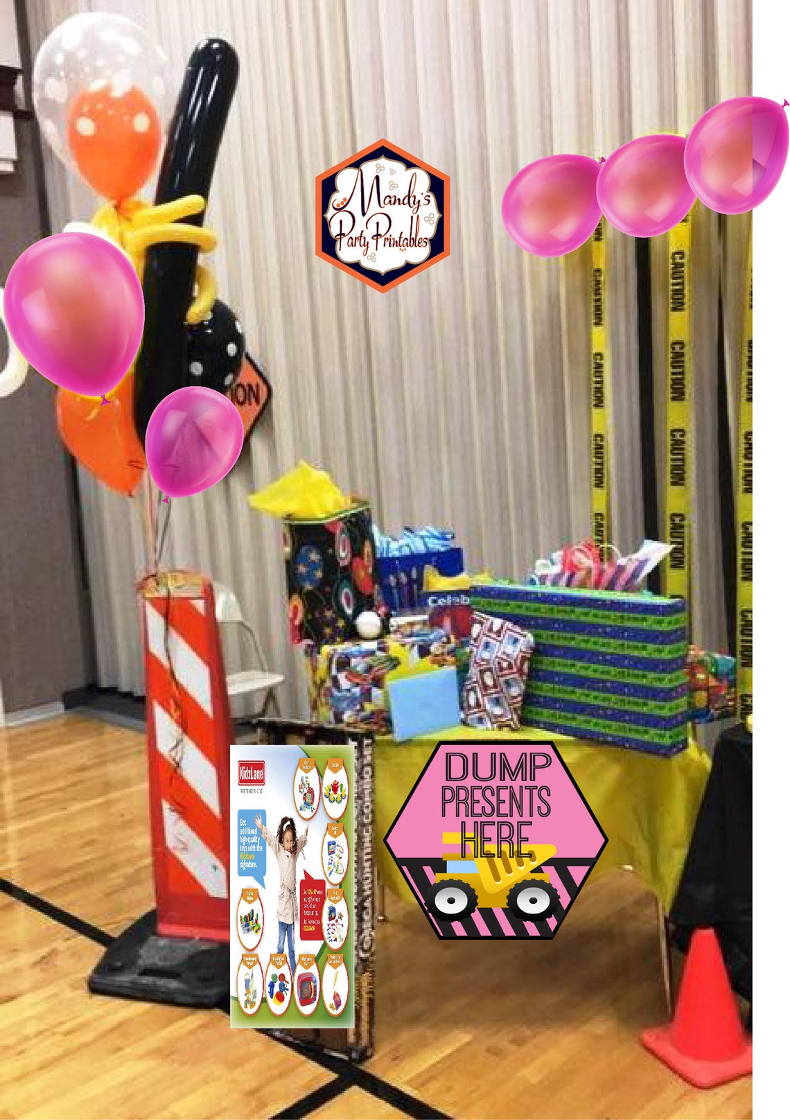 Girly Construction Party Sign | Dump Presents Here | Girl Dump Truck ...