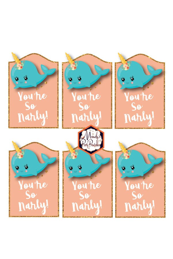 You're Narly | Narwhal Birthday Party Favors | INSTANT DOWNLOAD ...