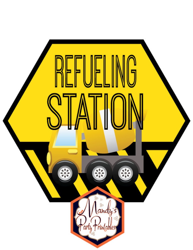 Construction Birthday "refueling Station" Sign | INSTANT DOWNLOAD - Etsy