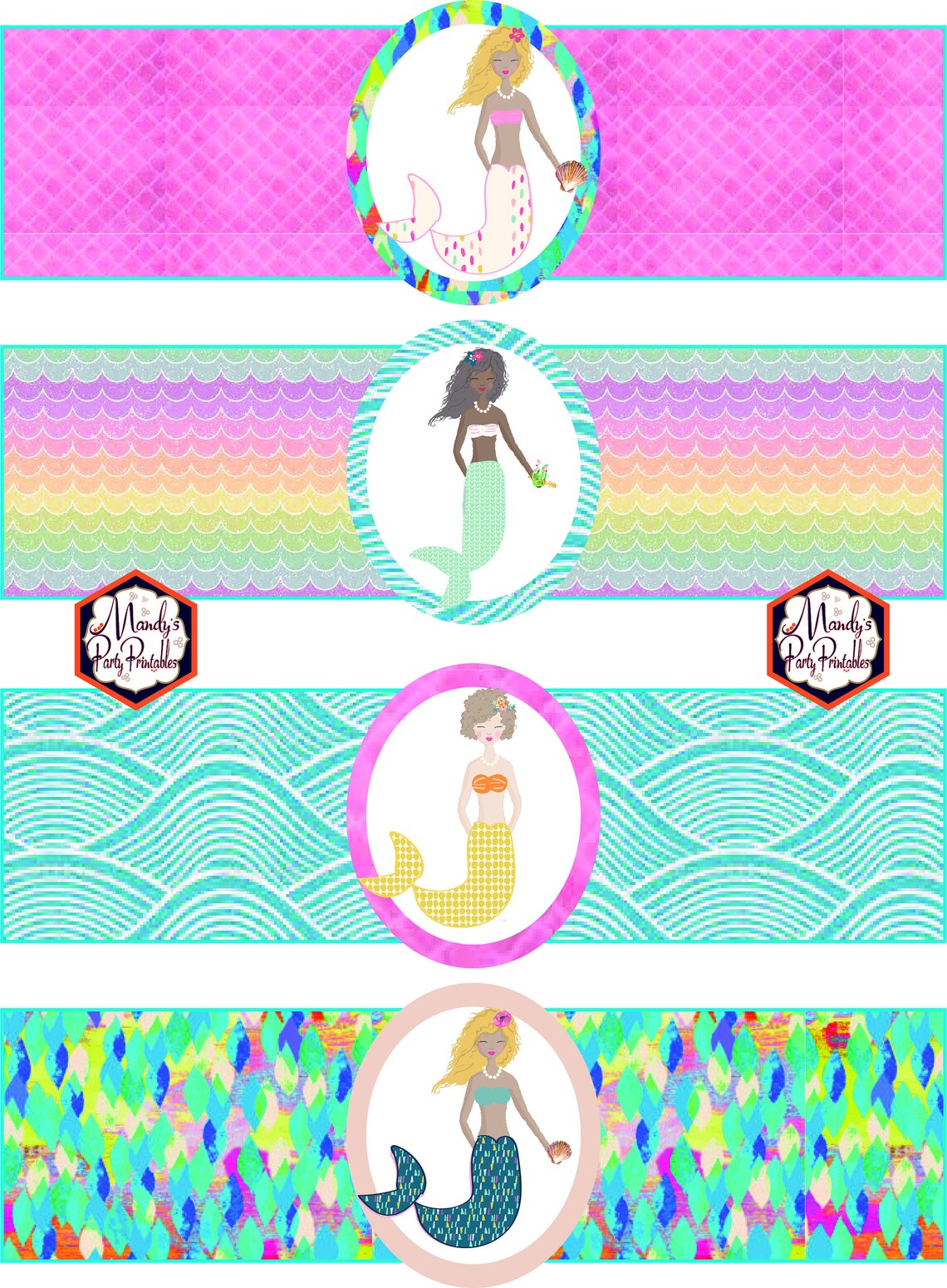 Mermaid Waterbottle Labels Mermaid Drink Labels INSTANT | Etsy