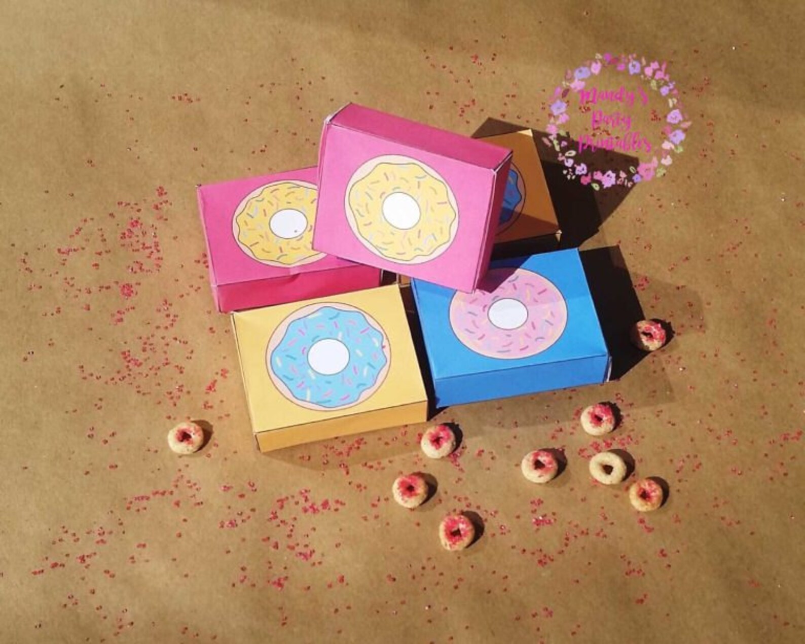 Mini Donut Boxes for Donut Birthday Party Favors INSTANT DOWNLOAD - Etsy