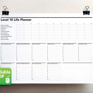 Level 10 Life Planner, Life Goals Tracker, Goal Planner Printable, Life ...