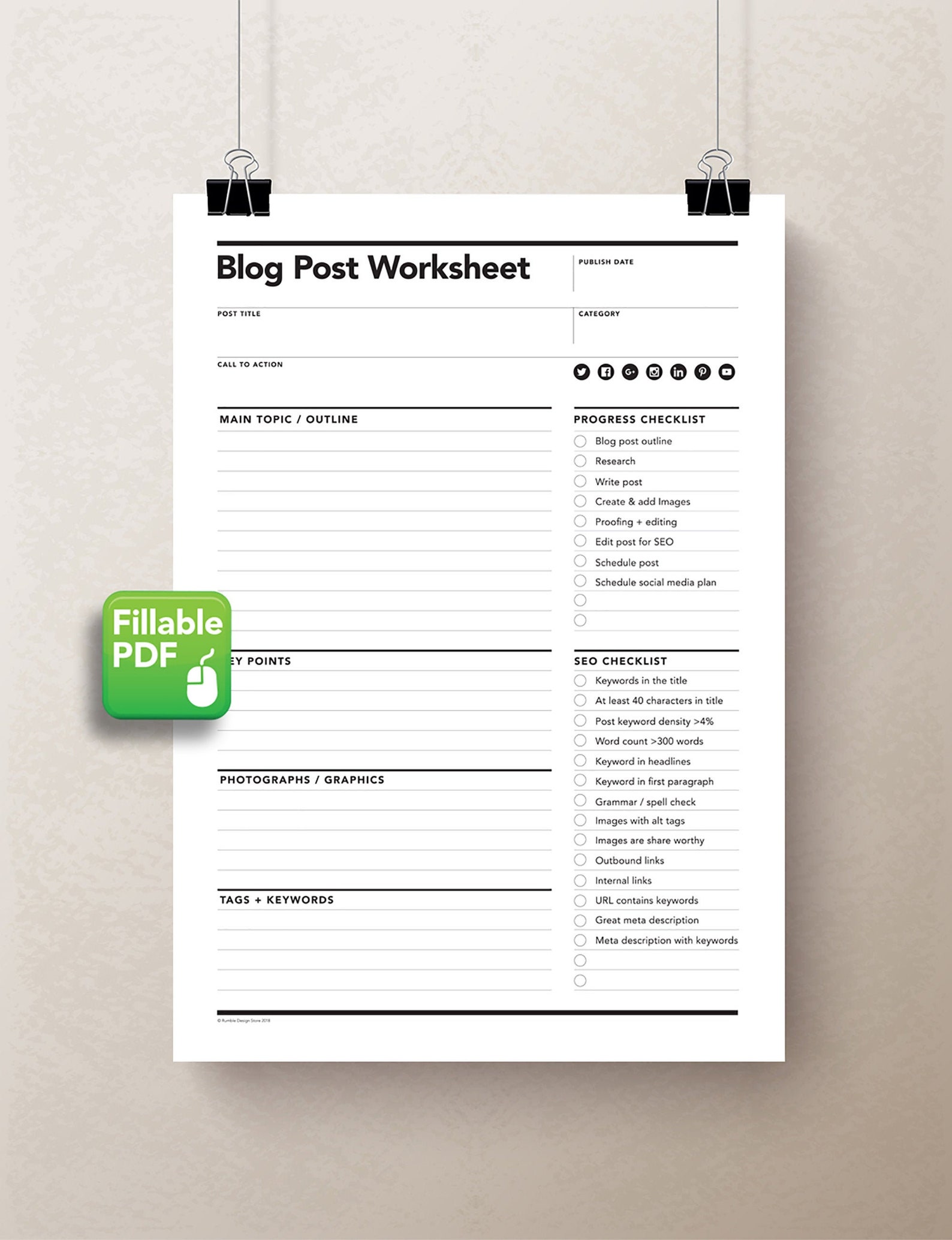 Blog Planner Worksheet Blog Worksheet Blogger Blog Plan - Etsy