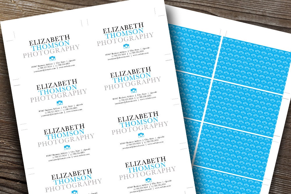 Calling Card, Printable Business Card Design, Editable Template, Blue ...