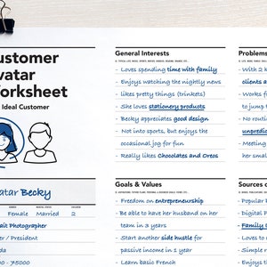 Customer Avatar Worksheet, Buyer Persona Worksheet, Customer Persona ...