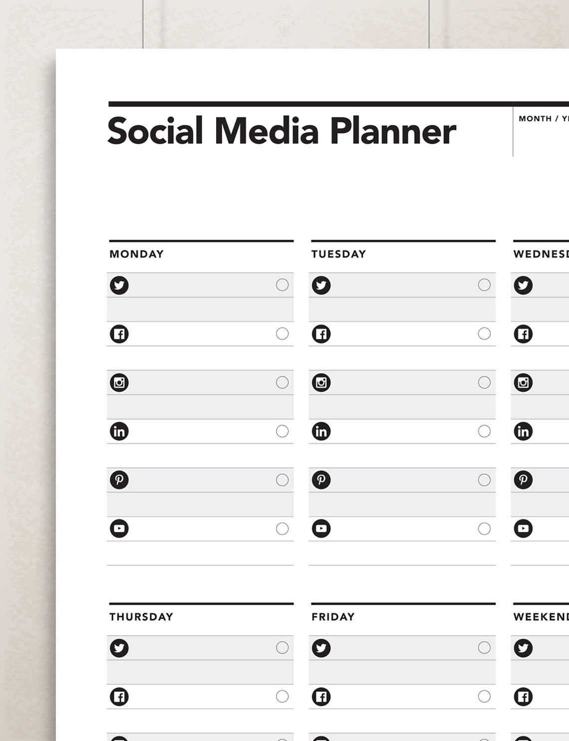 Weekly Social Media Planner, Content Planner, Instagram Posting ...