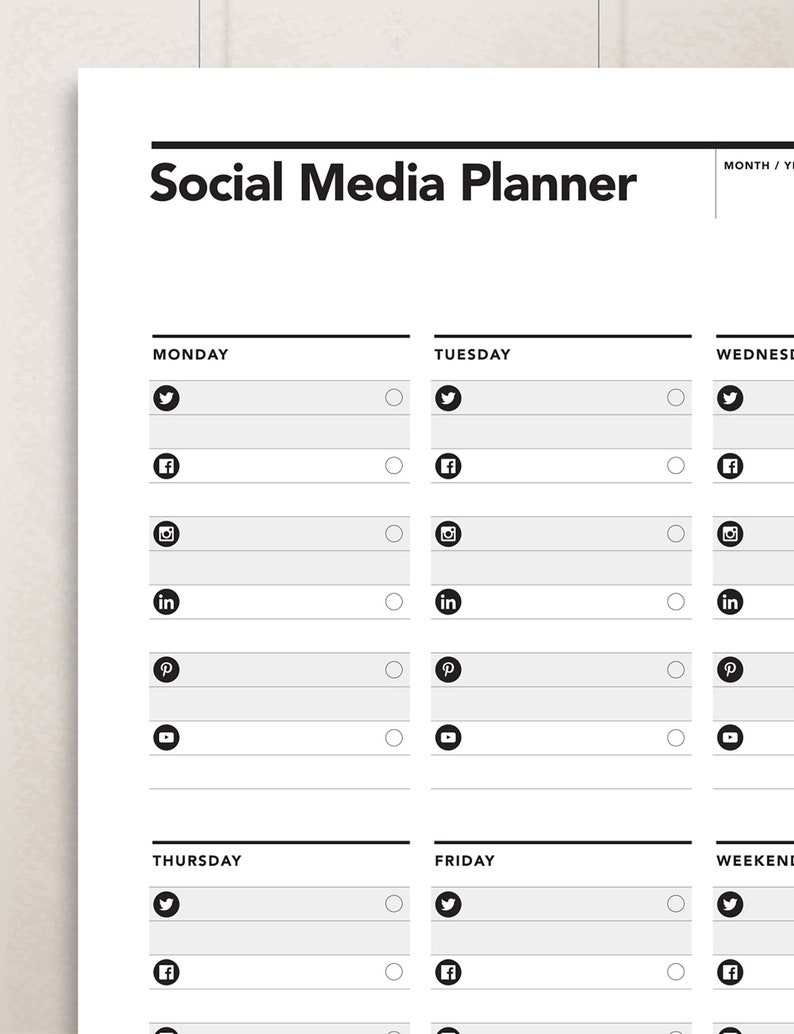 Weekly Social Media Planner, Content Planner, Instagram Posting ...