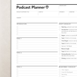 Podcast Planner Worksheet, Podcast Worksheet, Pod Cast, Podcast Plan ...