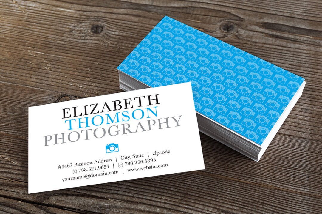 Calling Card, Printable Business Card Design, Editable Template, Blue ...