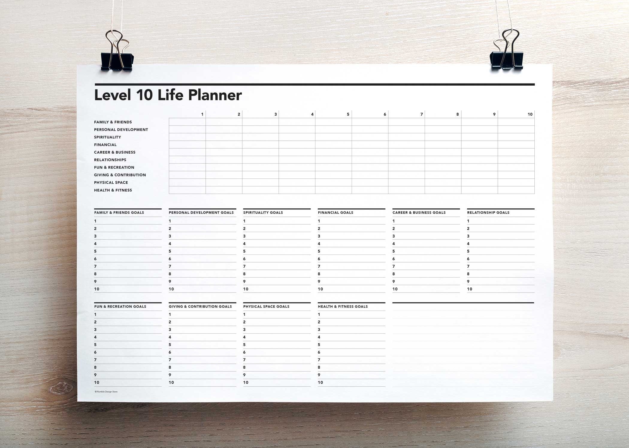 Level 10 Life Planner Life Goals Tracker Goal Planner - Etsy
