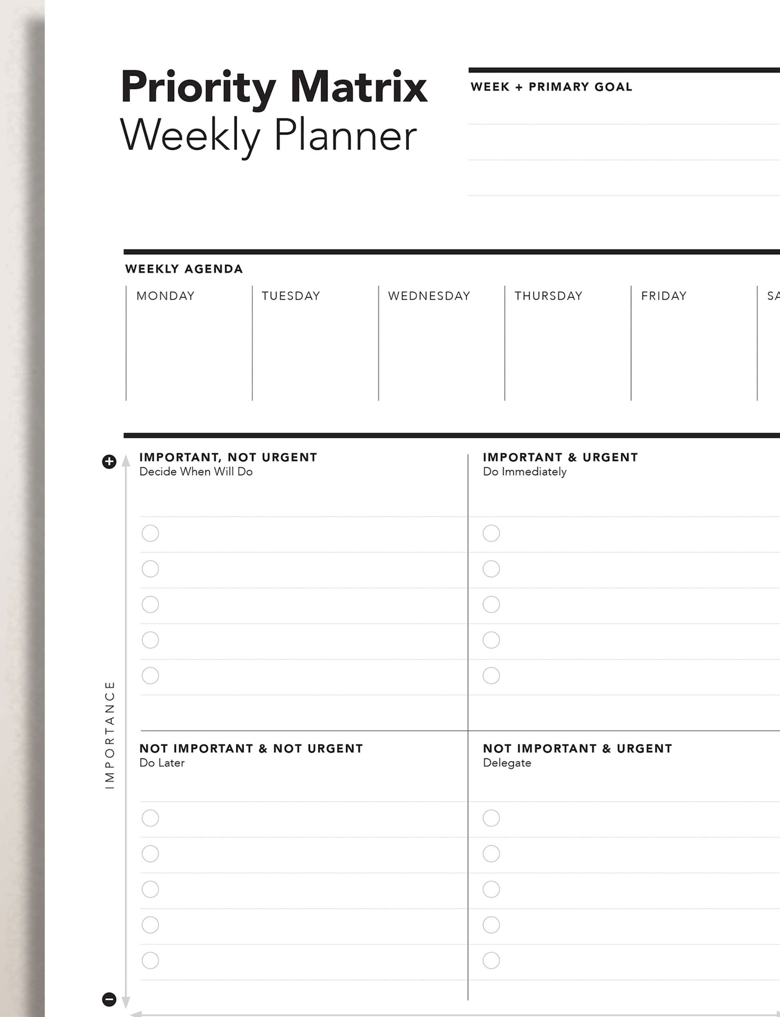Weekly Task Priority Matrix, Eisenhower Matrix, Decision Matrix ...