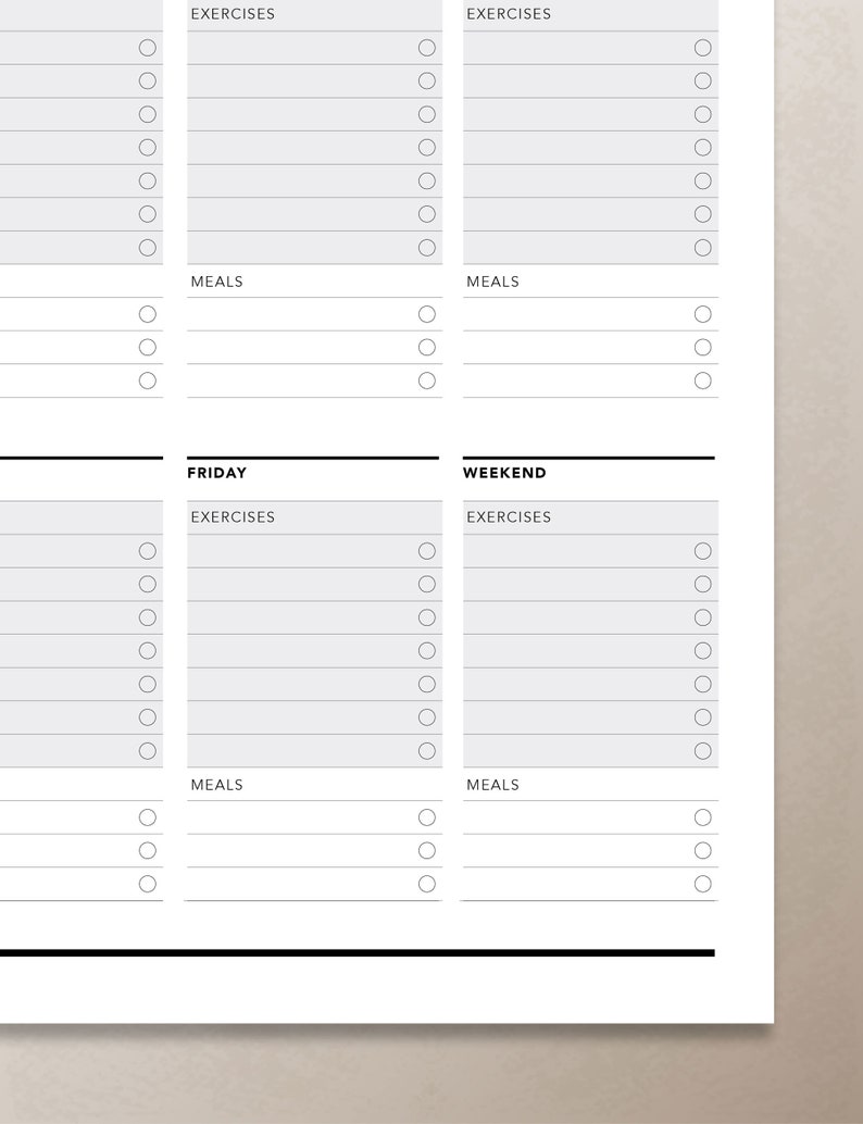 Weekly Exercise Planner, Meal Planner, Life Planner, Workout Planner ...