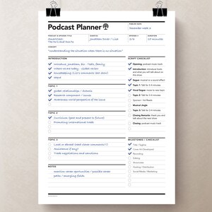Podcast Planner Worksheet, Podcast Worksheet, Pod Cast, Podcast Plan ...
