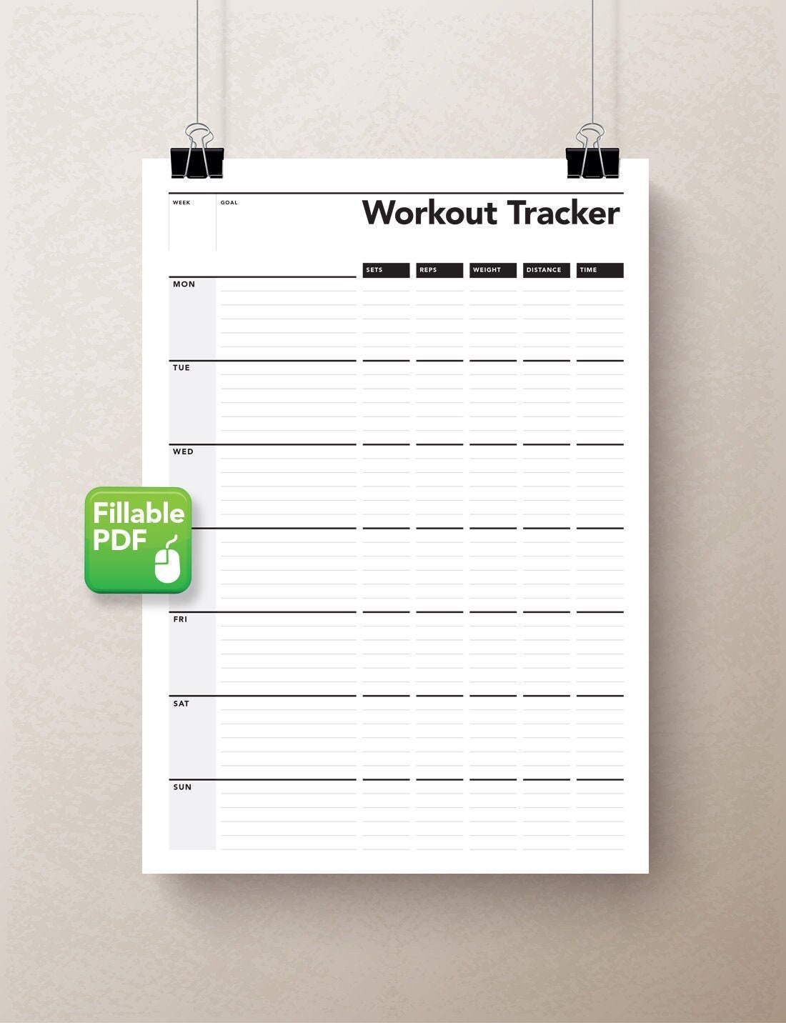 Workout Planner Fitness Tracker Exercise Log Fitness - Etsy